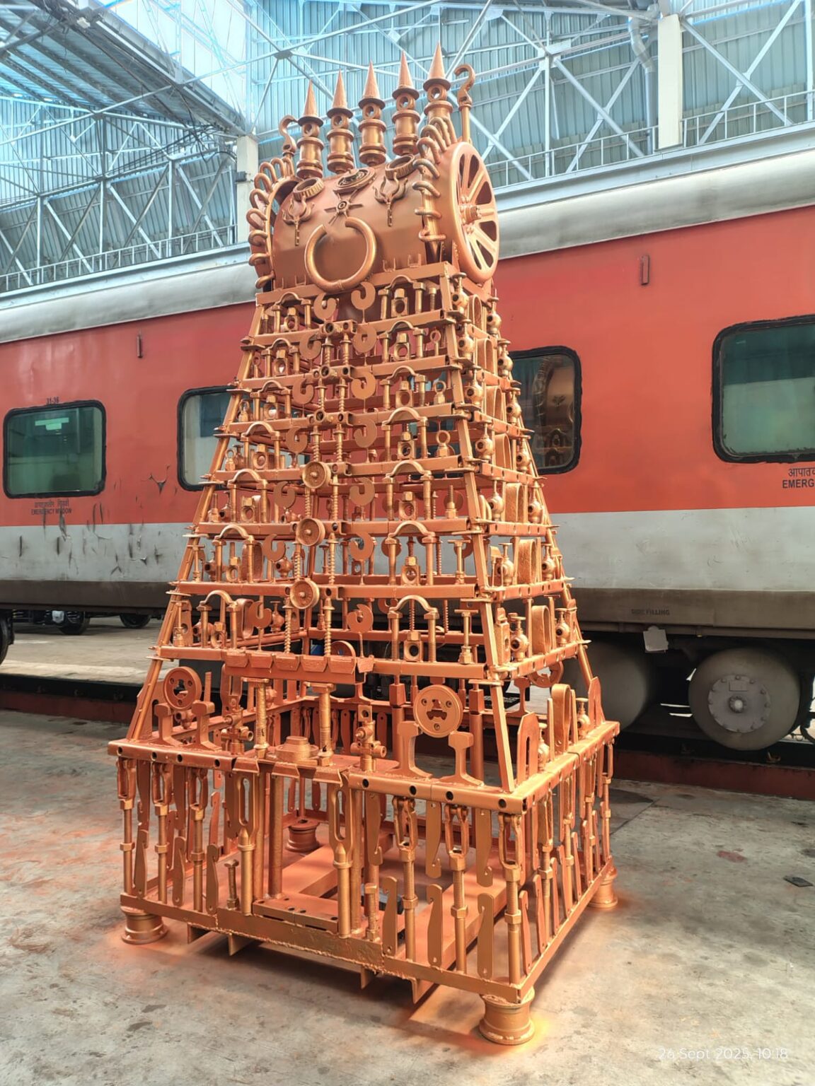 'Temple tower' made out of railway metal scrap becomes a talking point ...
